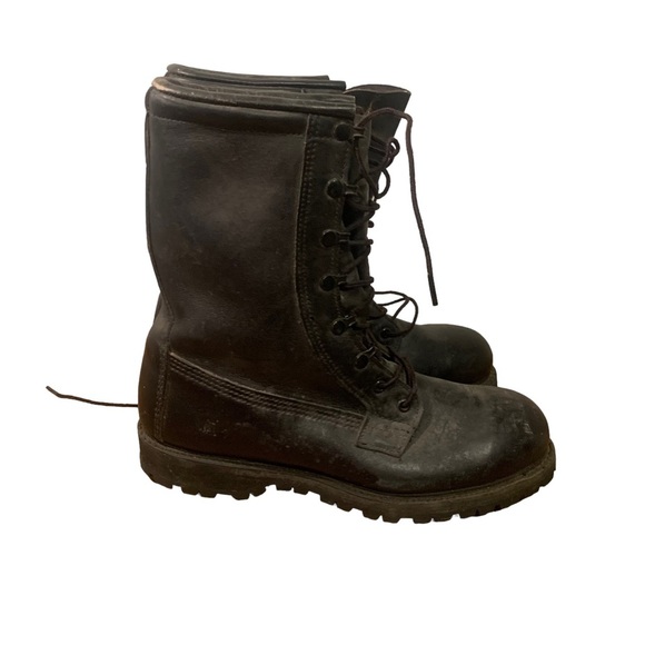 Vintage | Shoes | Vintage Black Leather Biker Combat Goth Vibram Soles ...